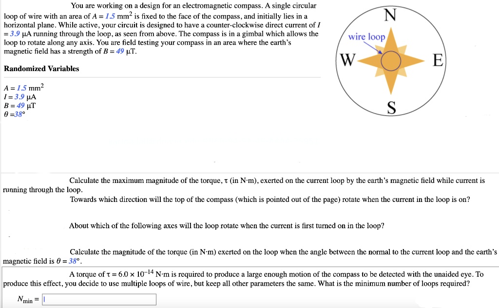 you are working design for an electromagnetic compass single circular ...