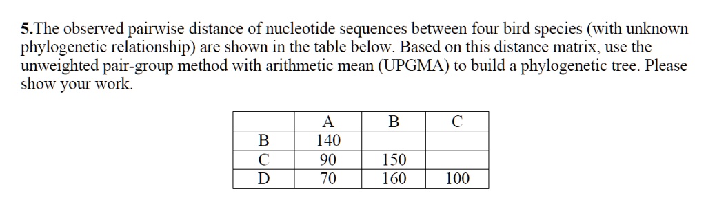 SOLVED: 5. The observed pairwise distance of nucleotide sequences ...
