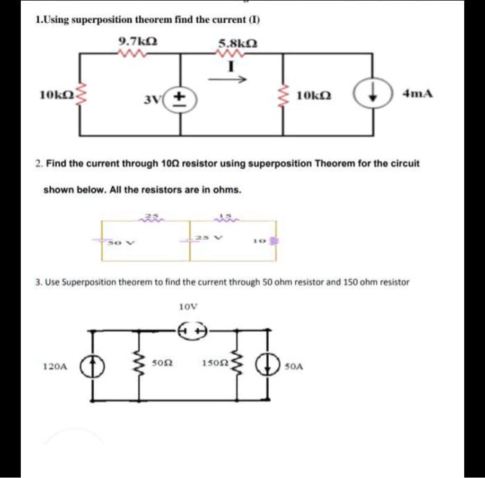 Video Solution Using Superposition Theorem Find The Current I 9 7kΩ 5 8kΩ Mm 10kΩ 10kÎ