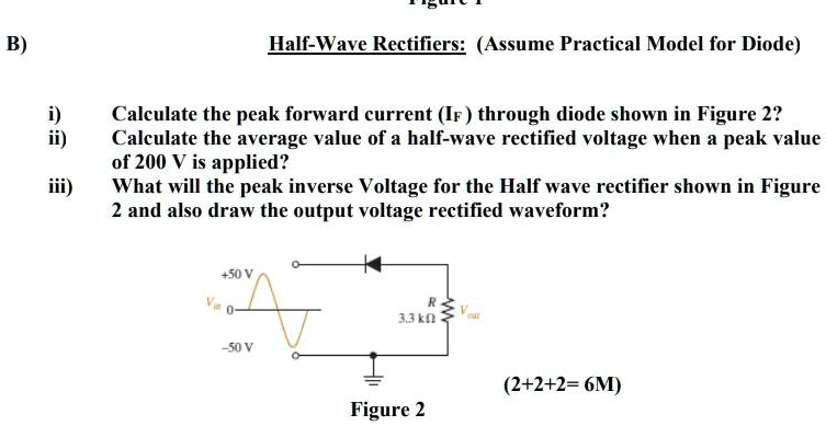 SOLVED: Half-Wave Rectifiers: (Assume Practical Model for Diode) i) Calculate the peak forward ...