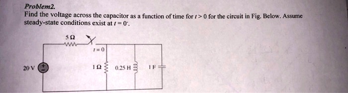 Problem2 Find The Voltage Across The Capacitor As A Function Of Time For T 0 For The Circuit