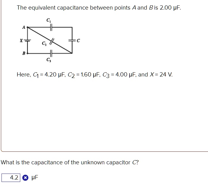 SOLVED:The equivalent capacitance between points A and Bis 2.00 UF Here ...
