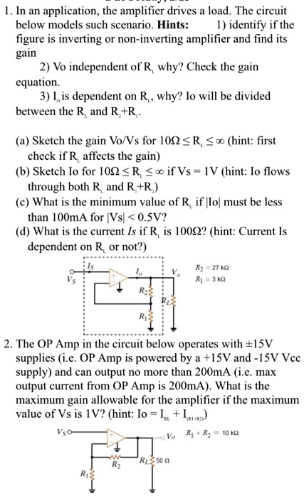 SOLVED: In an application, the amplifier drives a load. The circuit below models such a scenario ...