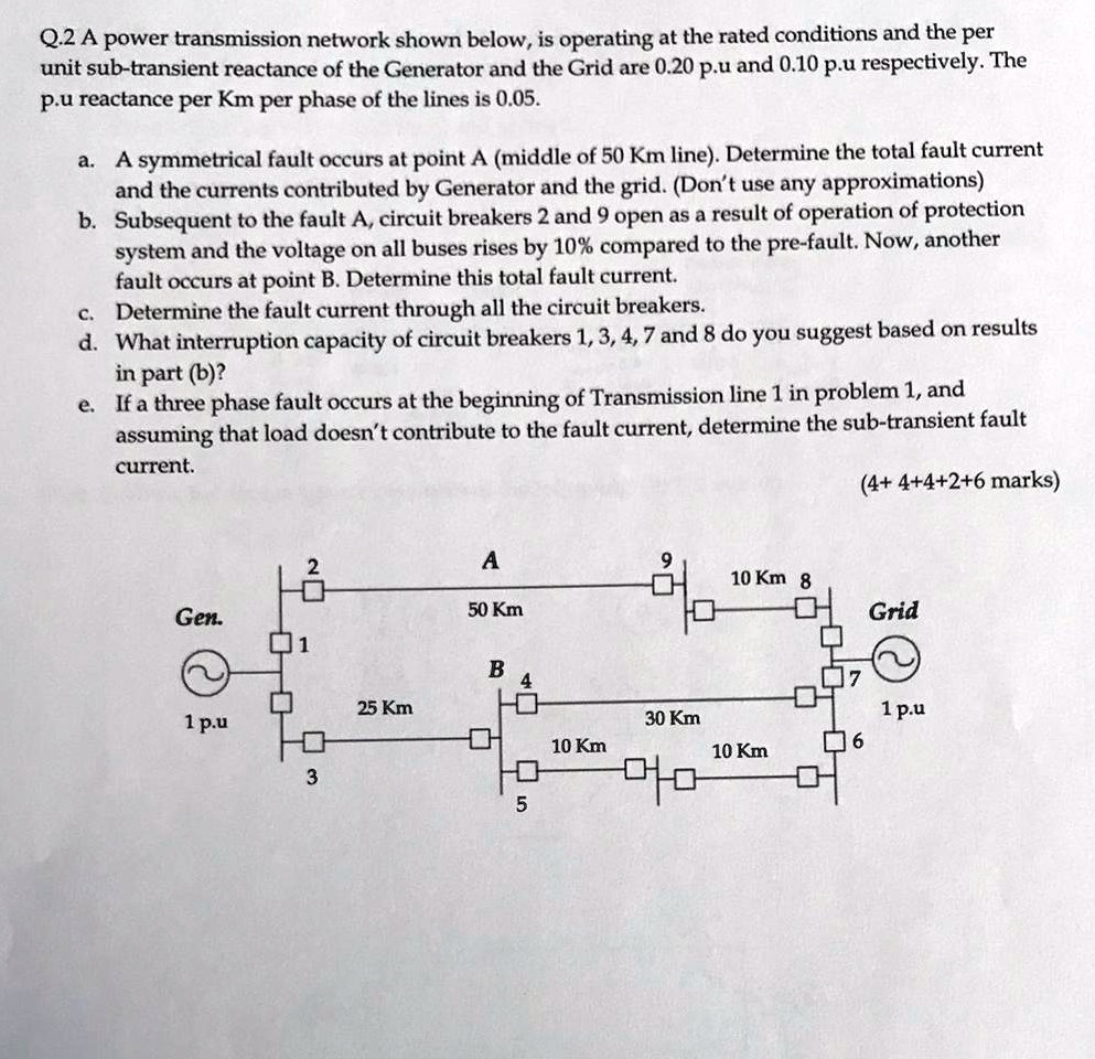 q2 a power transmission network shown below is operating at the rated conditions and the per ...