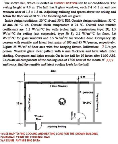 SOLVED: The shown hall, which is located in choose location, is to be ...