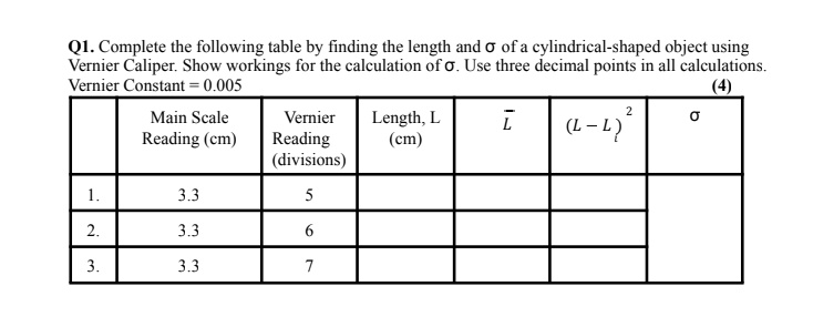 SOLVED: Q1 Complete the following table by finding the length and 0 ofa ...