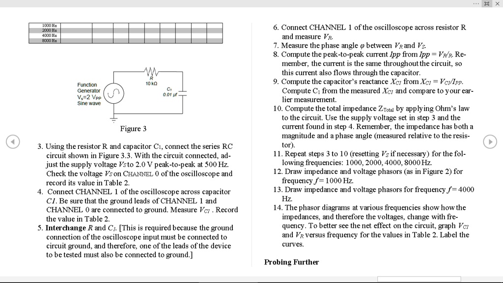 SOLVED: How to draw the impedance and voltage phasor diagram for a series RC circuit? 1000 Hz ...