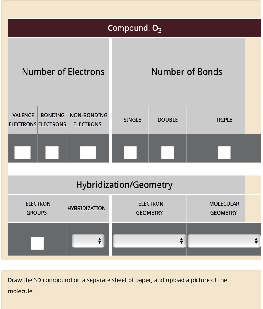 SOLVED:Compound: 03 Number of Electrons Number of Bonds VALENCE BONDING ...