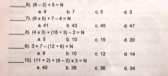 perform the following experession using pmdas or gmdas rule and write the letter of the correct ...