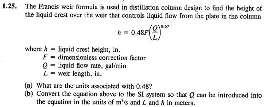 please need answer this eq 125 the francis weir formula is used in ...