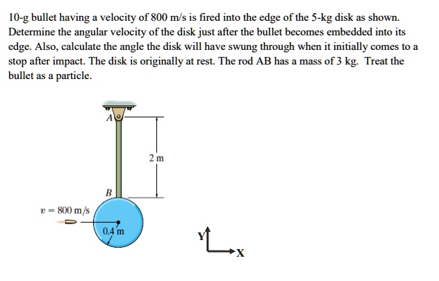 SOLVED: 10-g bullet having velocity of 800 m/s is fired into the edge ...