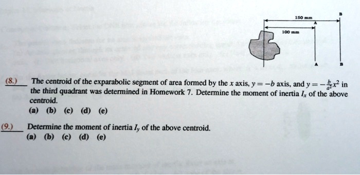 SOLVED: The centroid of the parabolic segment of area formed by the ...