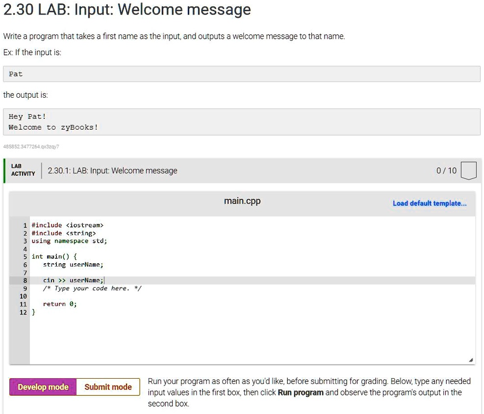 Texts 230 Lab Input Welcome Message Write A Program That Takes A First