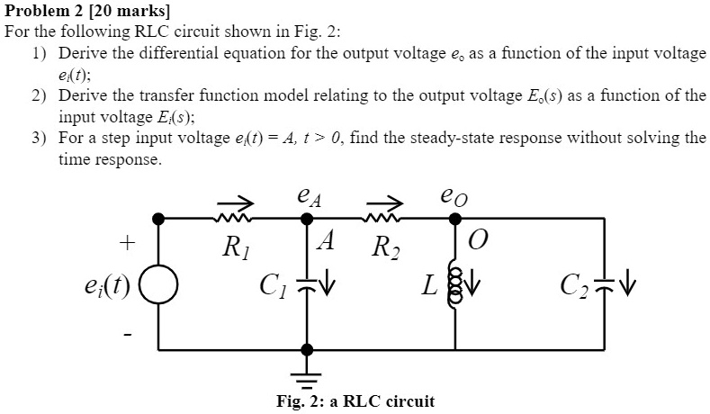 SOLVED: Problem 2 [20 marks] For the following RLC circuit shown in Fig ...