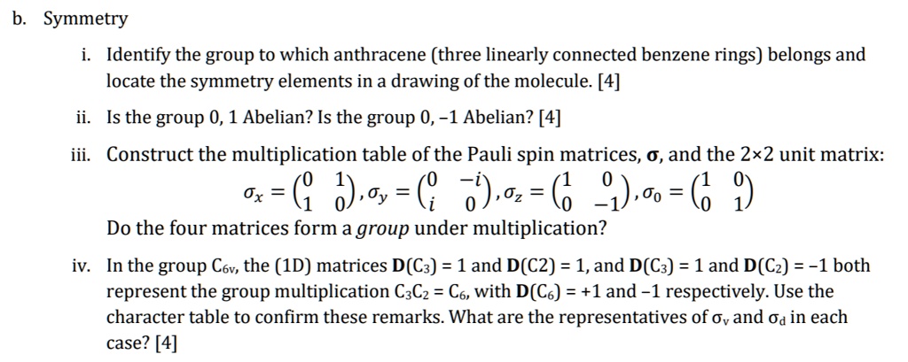 symmetry identify the group to which anthracene three linearly ...