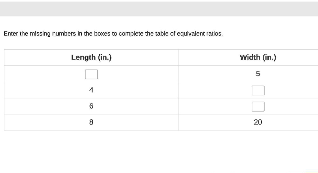enter the missing numbers in the boxes to complete the table of ...