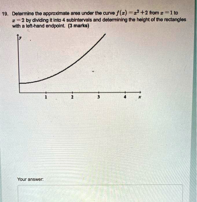 SOLVED:19 Determine the approximate area under the curve f(c) =22 +2 ...