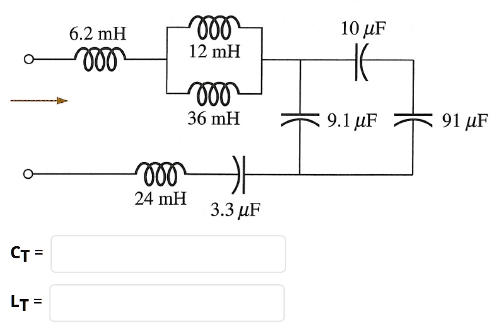 SOLVED: For the capacitive/inductive circuit shown below, calculate the overall total ...