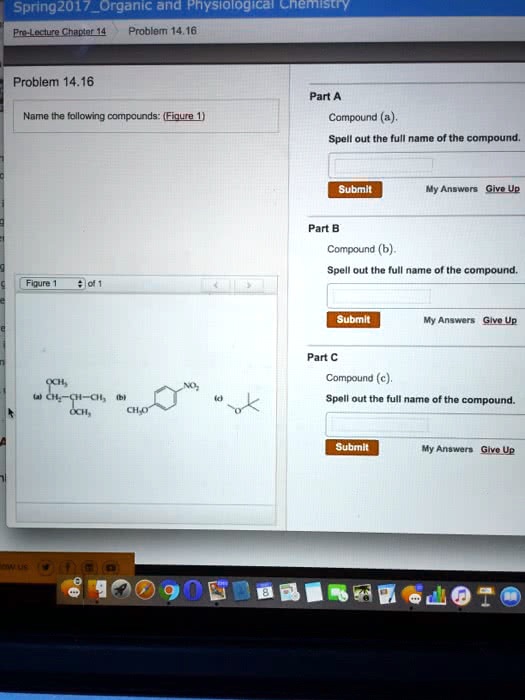 Spring2017Organic and Physiological Chemistry Pre-Lecture Chapter 14 Problem 14.16 Problem 14.16 ...