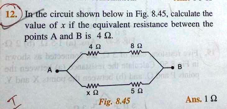 SOLVED: In the circuit shown below, calculate the value of x if the equivalent resistance ...