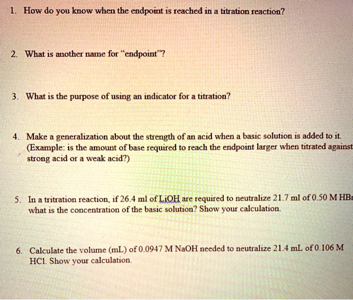 how do you know when the endpoint is reached in a titration reaction ...