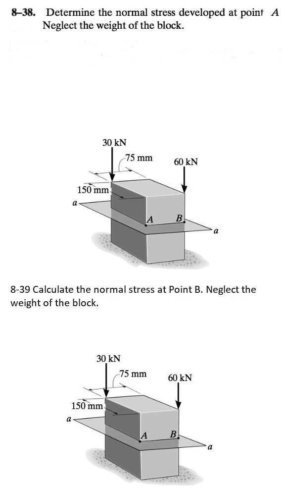 SOLVED: 8-38. Determine the normal stress developed at point A. Neglect ...