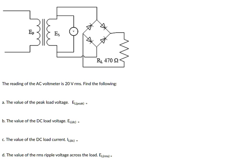 VIDEO solution: 470 9 The reading of the AC voltmeter is 20 V rms. Find ...