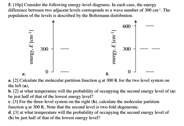 5. [10p] Consider the following energy-level diagrams. In each case ...