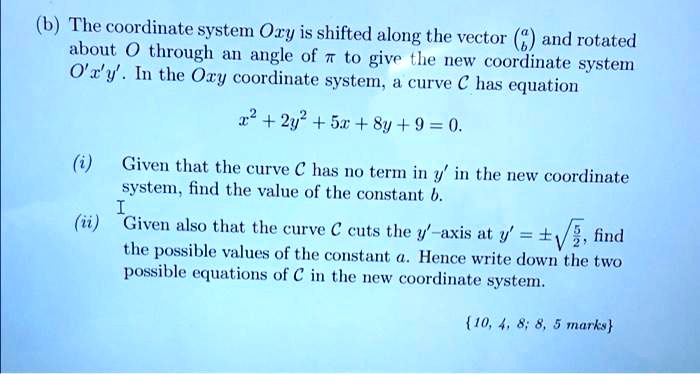 (b) The coordinate system Oxy is shifted along the vector and rotated ...
