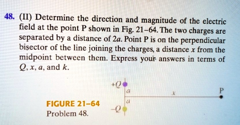 SOLVED: 48. II Determine the direction and magnitude of the electric field at the point P shown ...