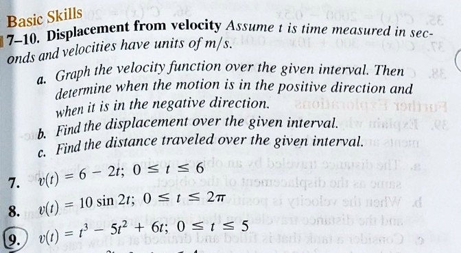 basic skills displacement from velocity assume is time measured in 7 10 ...
