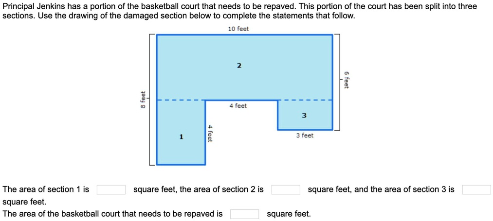 Principal Jenkins has a portion of the basketball court that needs to ...