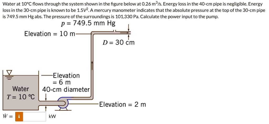 SOLVED: Water at 10C flows through the system shown in the figure below ...