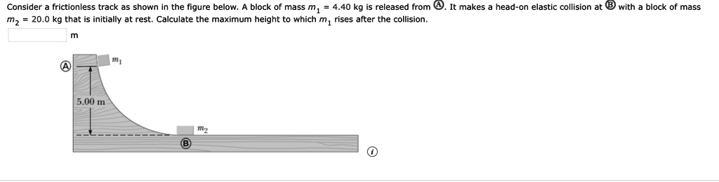 consider frictionless track as shown in the figure below block of mass m1 440 kg released from ...