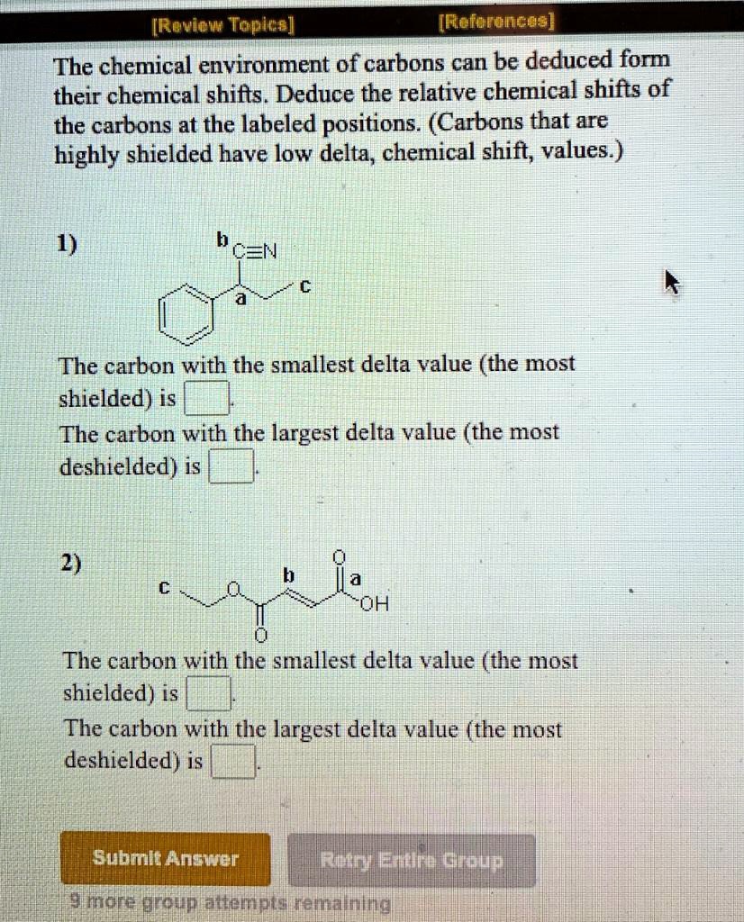 The chemical environment of carbons can be deduced form their chemical ...