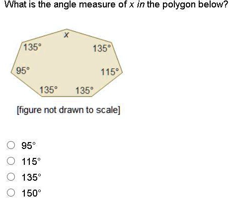 SOLVED: 'What is the angle measure of x in the polygon below? A polygon with 7 sides. The angle ...