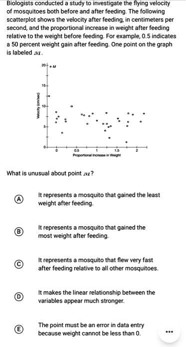 Biologists conducted a study to investigate the flying velocity of ...