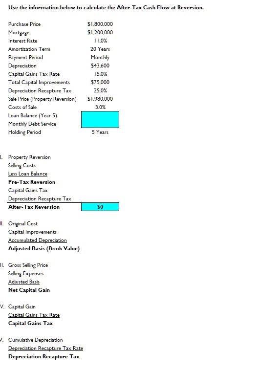 Use the information below to calculate the After-Tax Cash Flow at ...
