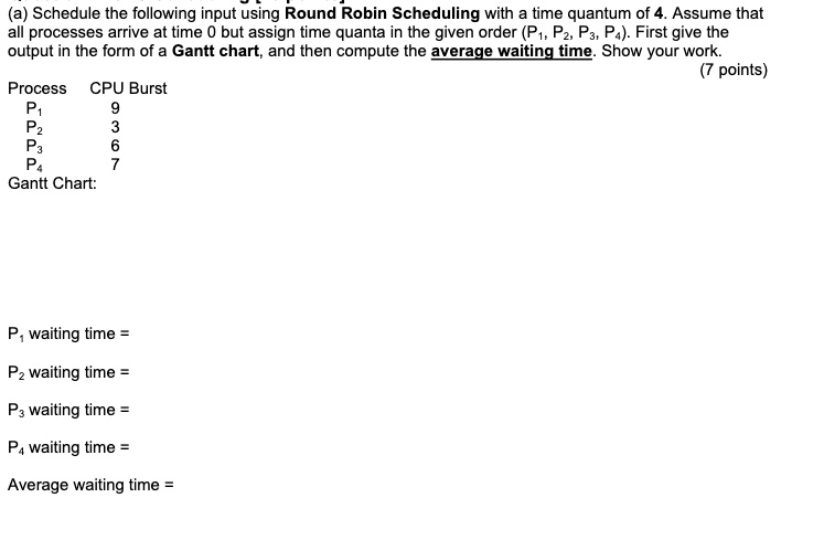 Solved Operating System Theory Provide A Gantt Chart For Round Robin Scheduling And Calculate