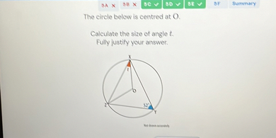 SOLVED: The circle below is centred at O. Calculate the size of angle t. Fully justify your answer.