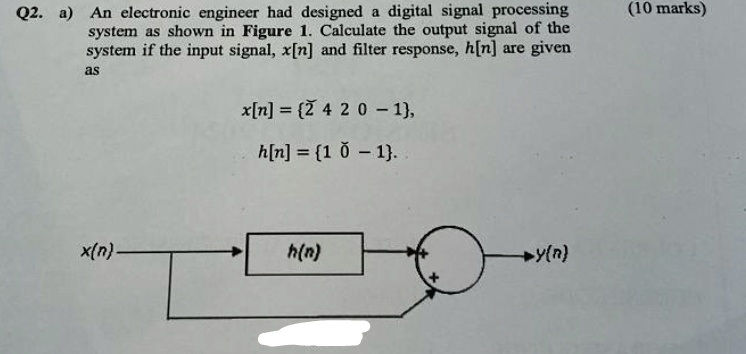 SOLVED: Q2. a) An electronic engineer had designed a digital signal processing (10 marks) system ...