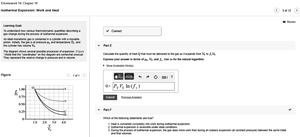 SOLVED: Learning Goal: To understand how various thermodynamic ...