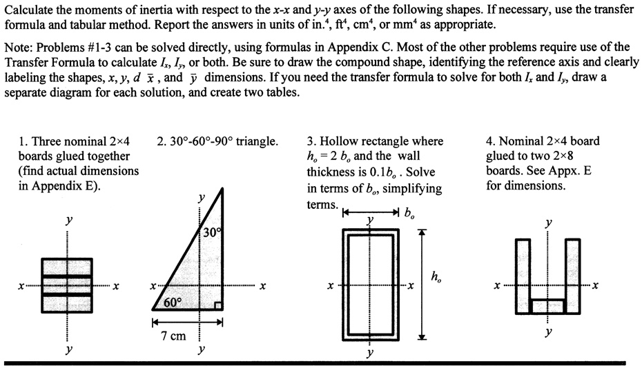 SOLVED: Calculate the moments of inertia with respect to the x-x and y-y axes of the following ...