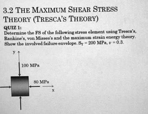 3.2 THE MAXIMUM SHEAR STRESS THEORY (TRESCA'S THEORY) QUIZ 1: Determine ...