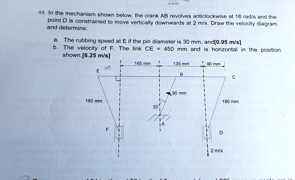 44. In the mechanism shown below, the crank AB revolves anticlockwise ...
