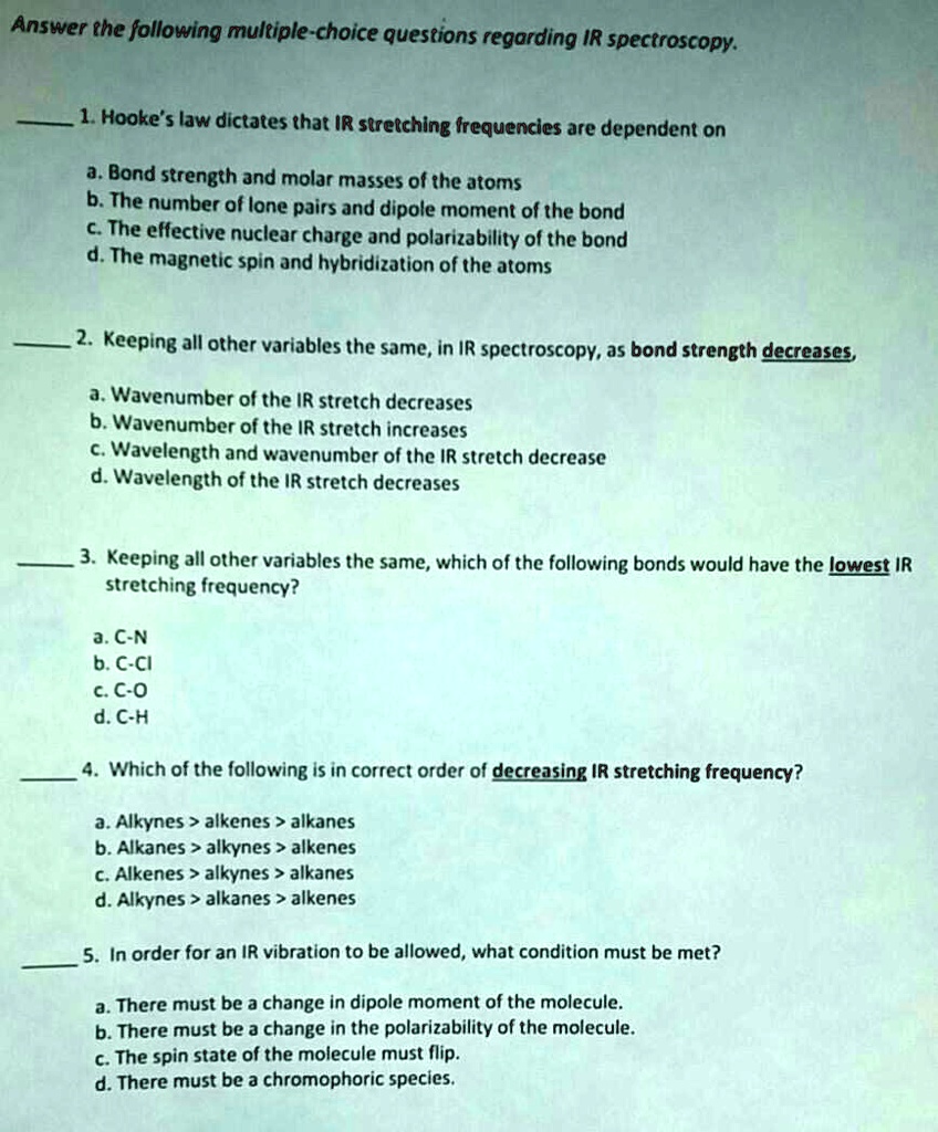 Answer the following multiple-choice questions regarding IR...