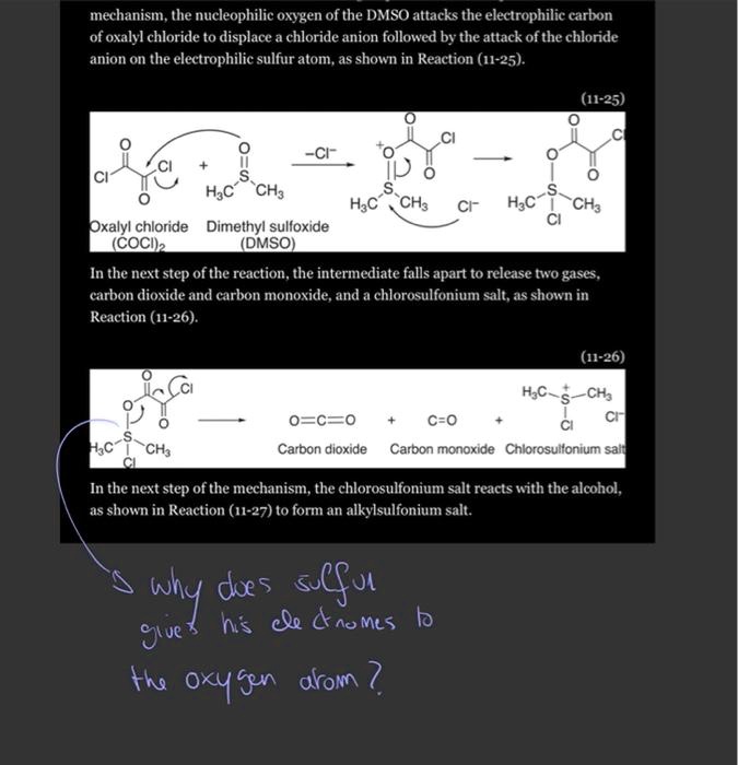 SOLVED: mechanism, the nucleophilic oxygen of the DMSO attacks the ...