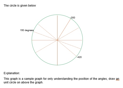 [GET ANSWER] The circle is given below 150 degrees 300 -420 Explanation ...