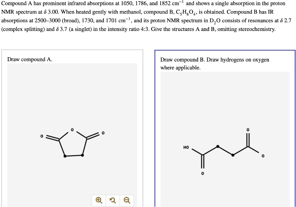 SOLVED: Compound A has prominent infrared absorptions at 1050, 1786 ... SOLVED: Compound A has prominent infrared absorptions at 1050, 1786 ...