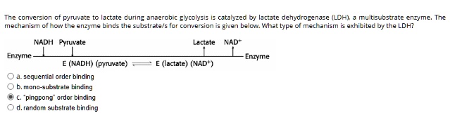The conversion of pyruvate to lactate during anaerobic glycolysis is ...